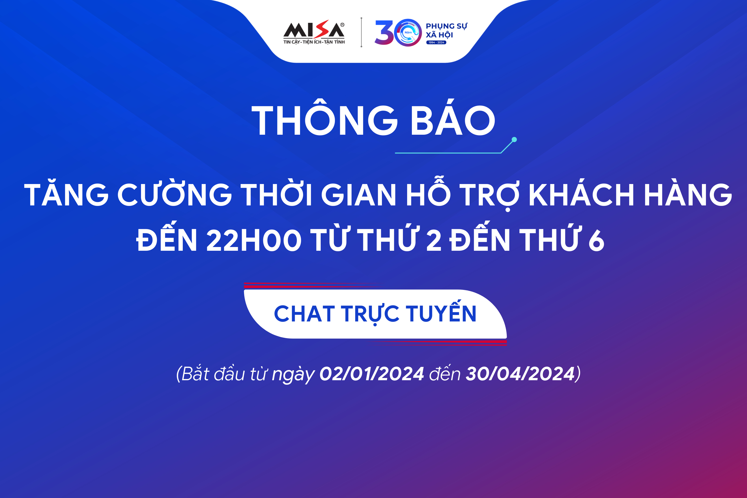 MISA thông báo tăng cường thời gian hỗ trợ khách hàng đến 22h00 trong ...